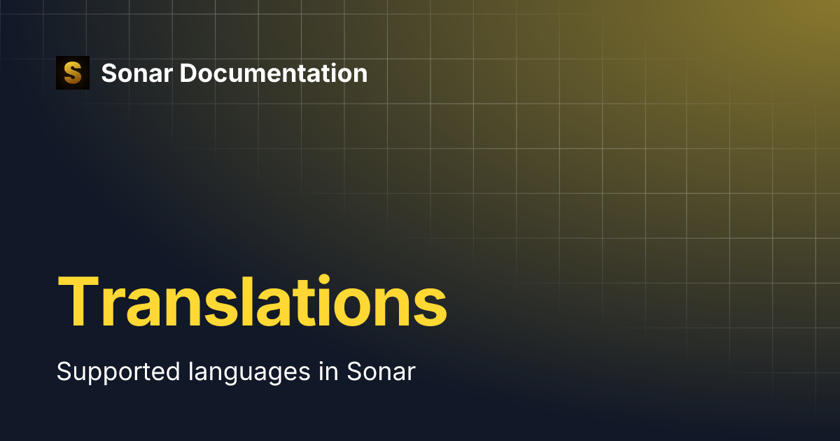 Translations | Sonar Documentation