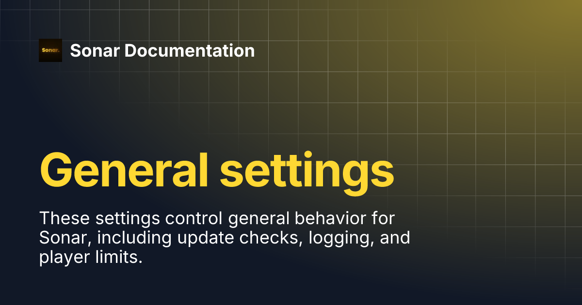 General settings | Sonar Documentation