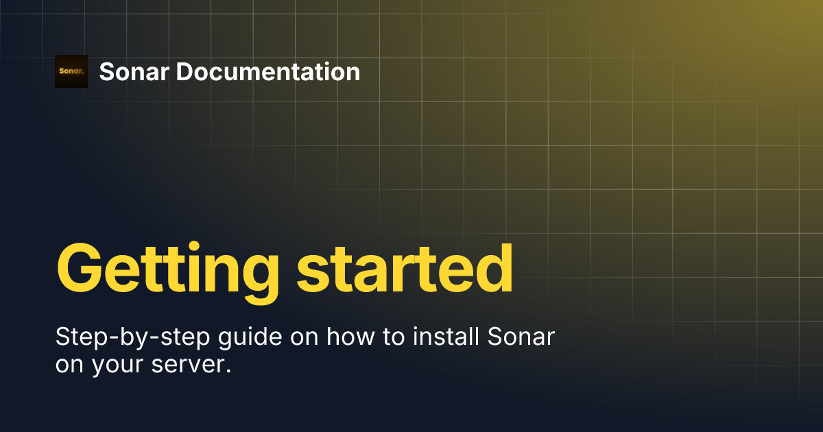 Getting started | Sonar Documentation